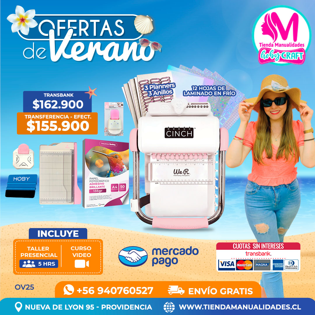 OV25 Kit encuadernadora Cinch rosada – Envío gratis – Hobycraft