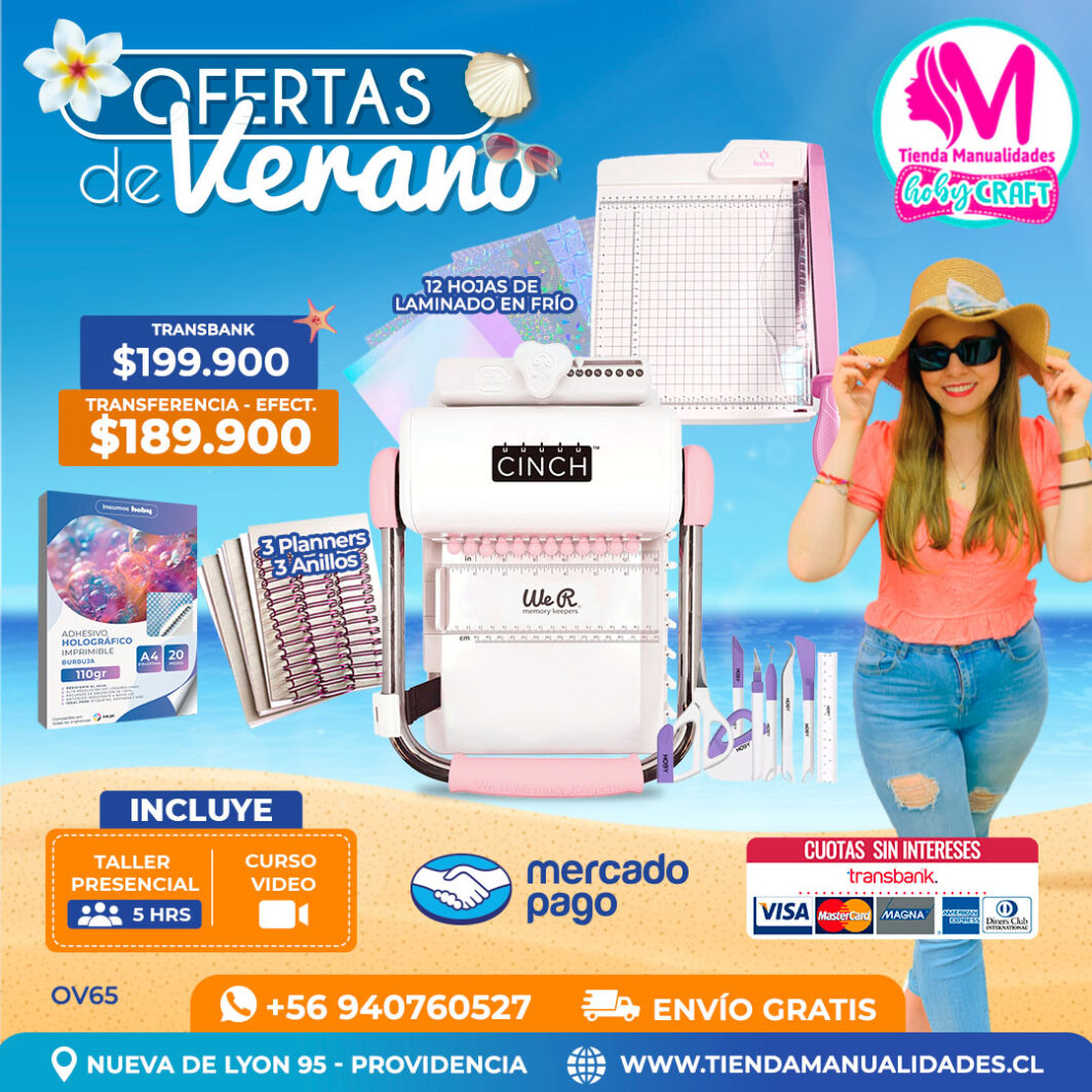 OV65 Kit encuadernadora Cinch rosada – Envío gratis – Hobycraft