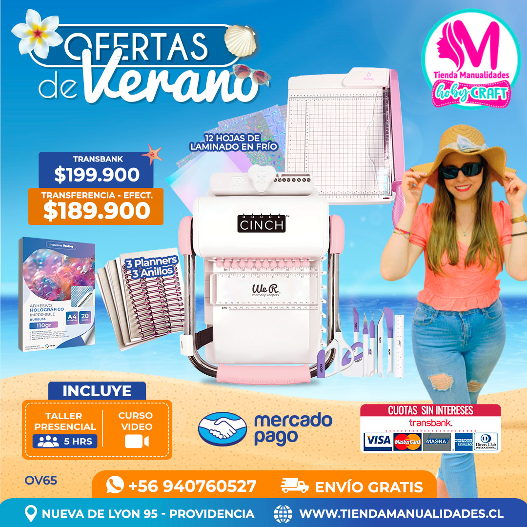 OV65 Kit encuadernadora Cinch rosada – Envío gratis – Hobycraft